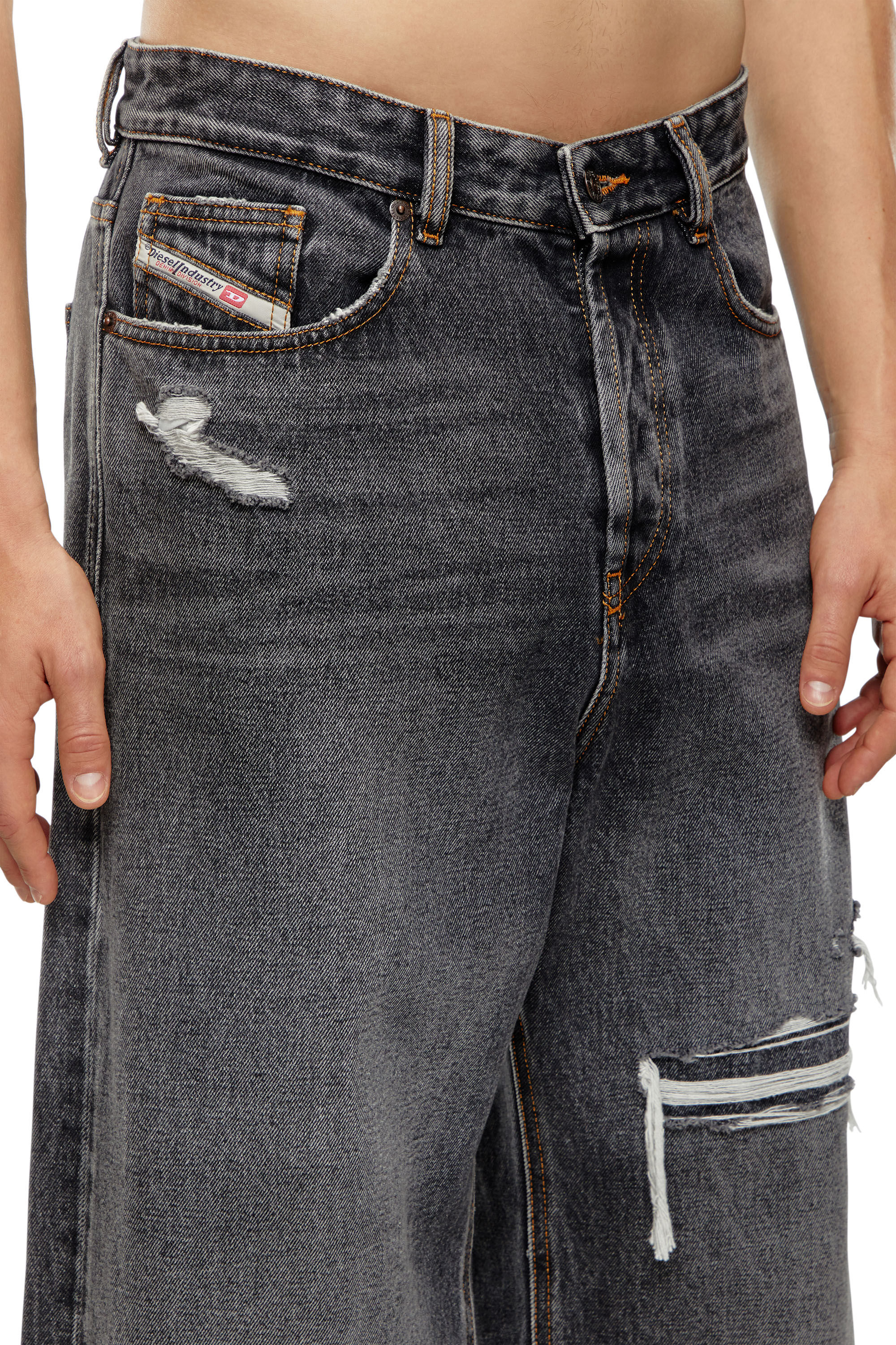 D Rise Man Straight Blackdark Grey Jeans Diesel